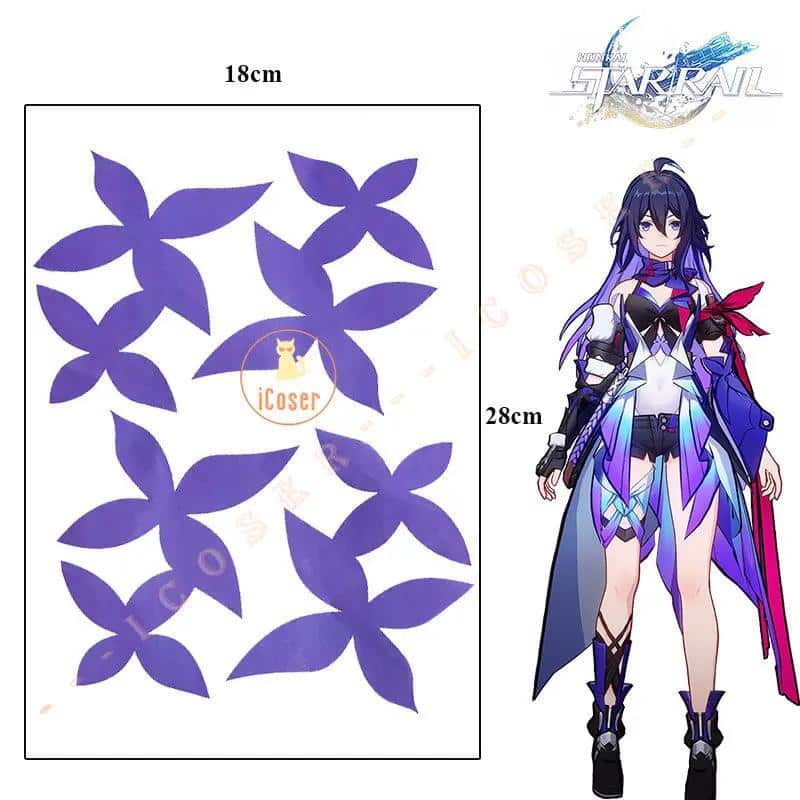 Honkai Star Rail Cosplay Seele Cosplay Tattoo Stickers Babochka ...