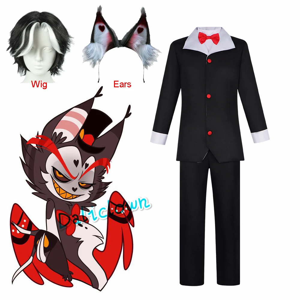 Husk Cosplay Costume Uniform Wig Anime Hazbin Cosplay Hotel Husk ...