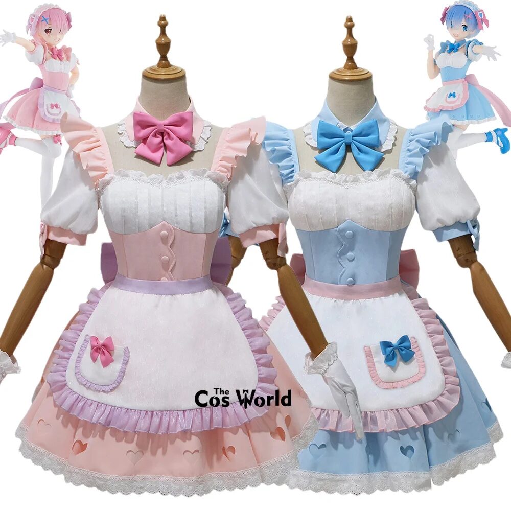 Re:Zero Ram Rem Cute Maid Apron Dress Uniform Anime Cosplay Costume ...