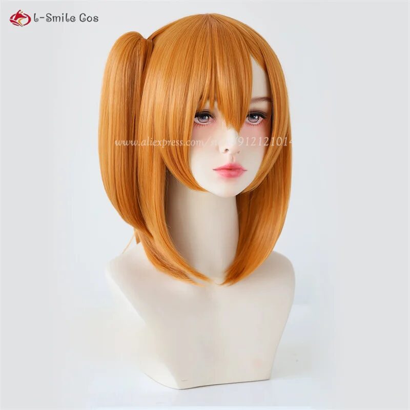 Honoka Kousaka Cosplay Perücke orange mit 30cm Zopf hitzebeständig inkl ...